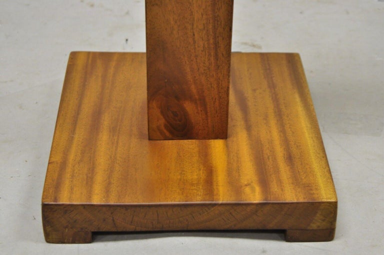 Mid-Century Modern Stacked Teak Wood Cube Modernist Pole Floor Lamps, a ...