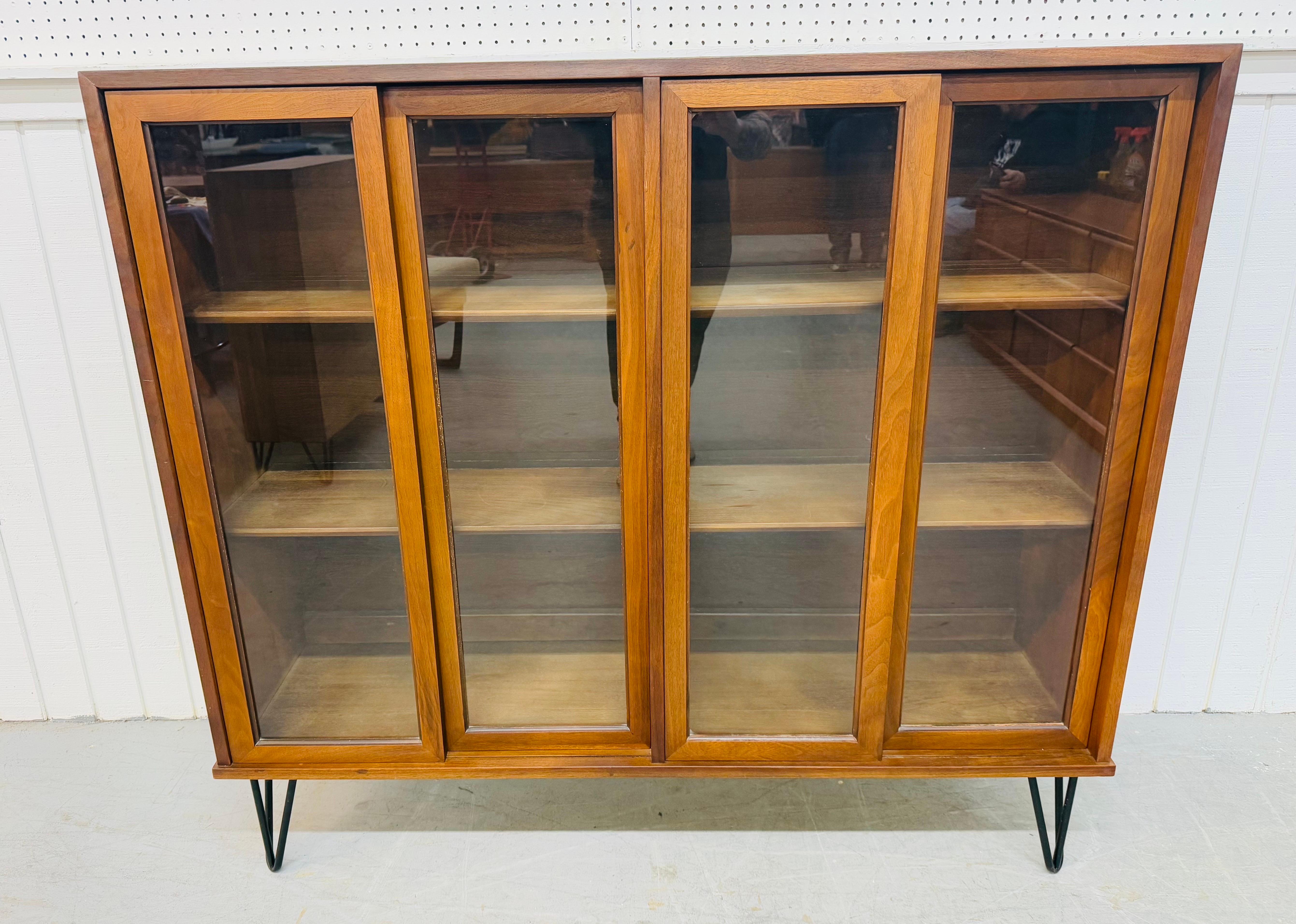 Mid-Century Modern Stanley Walnut Sliding Door Display Case For Sale at ...