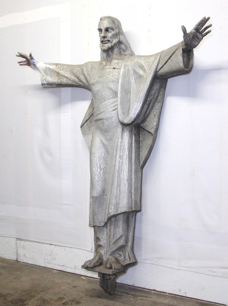 Mid-Century Modern Statue Portraying Jesus with Outstretched Arms For ...