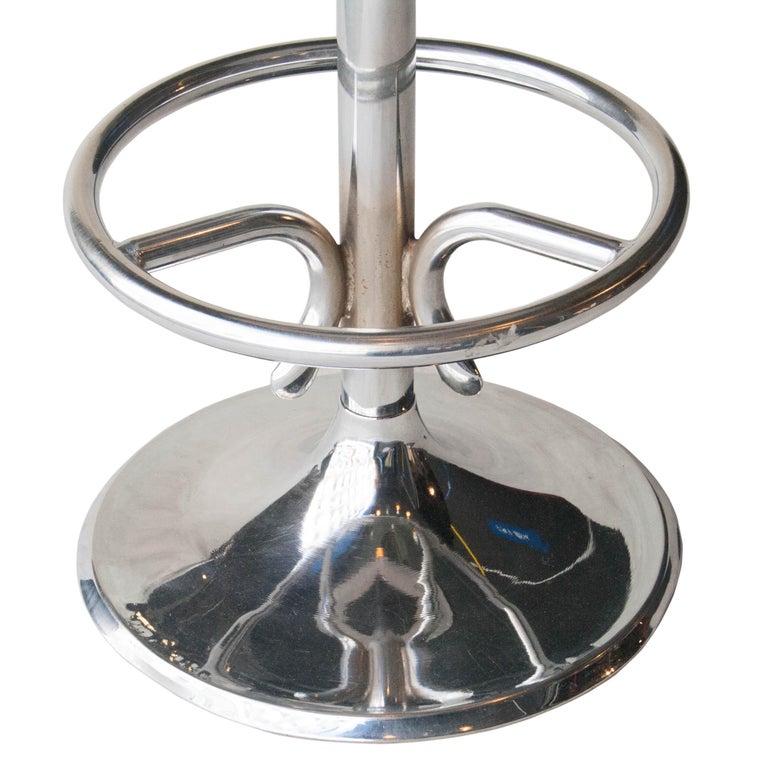 Mid-Century Modern Steel Chrome Black Stool, Italy, 1970 at 1stDibs