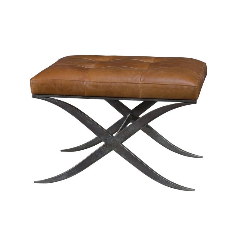 Mid-Century Modern Steel X-Frame Stool For Sale at 1stDibs