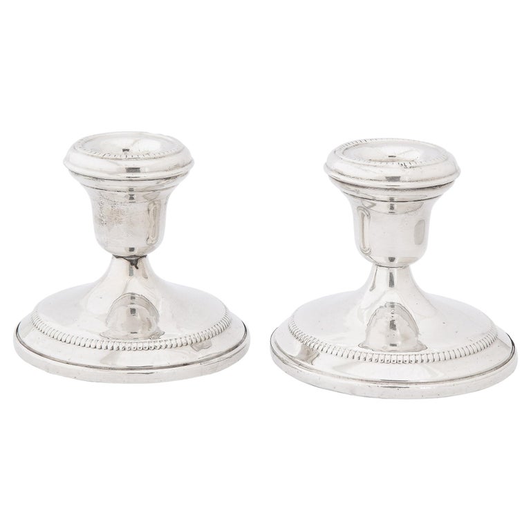 Mid-Century Modern Sterling Silver Candlesticks with Beaded Detailing ...
