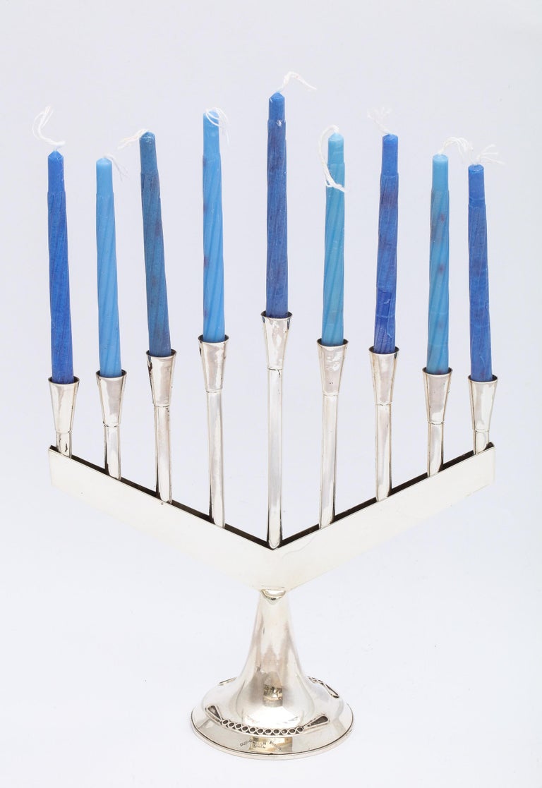 Mid-Century Modern Sterling Silver Menorah For Sale at 1stDibs