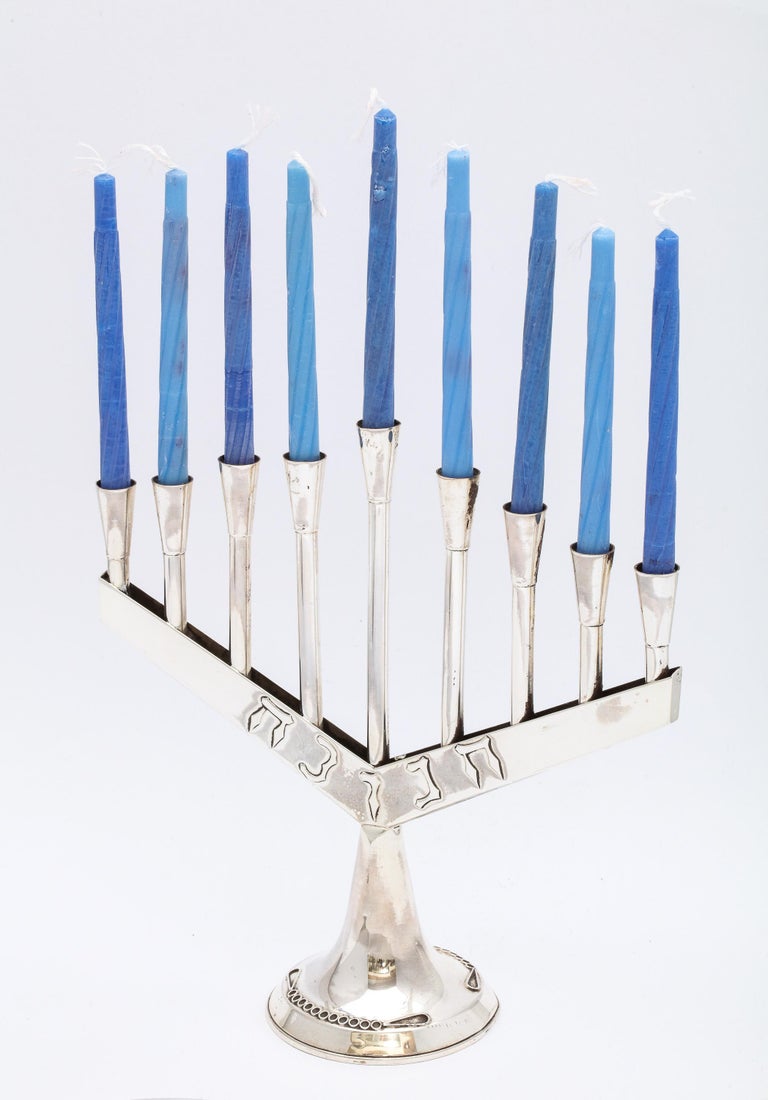 Mid-Century Modern Sterling Silver Menorah For Sale at 1stDibs