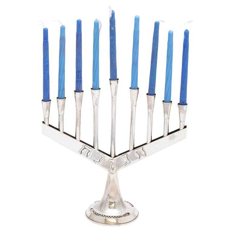 Mid-Century Modern Sterling Silver Menorah For Sale at 1stDibs