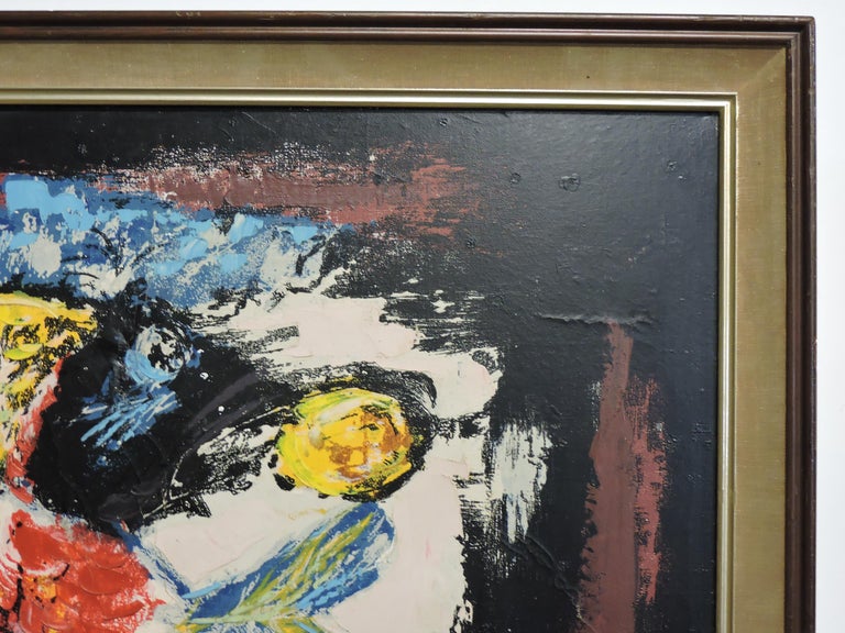 Mid-Century Modern Still Life Painting with Fish signed F. Pascal For ...