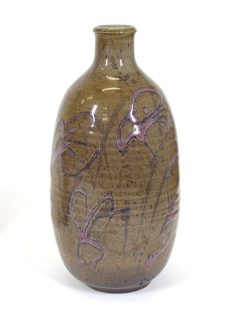 Mid-Century Modern Studio Ceramic Glazed Vase For Sale at 1stDibs