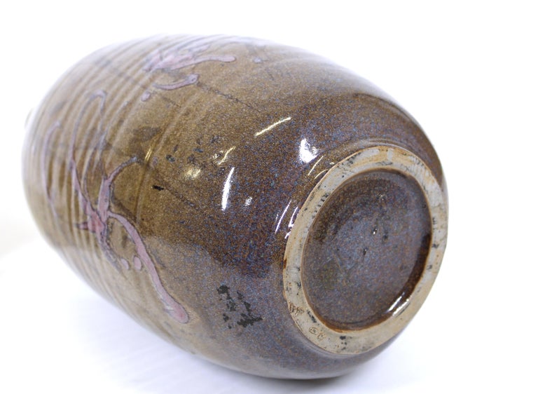 Mid-Century Modern Studio Ceramic Glazed Vase For Sale at 1stDibs