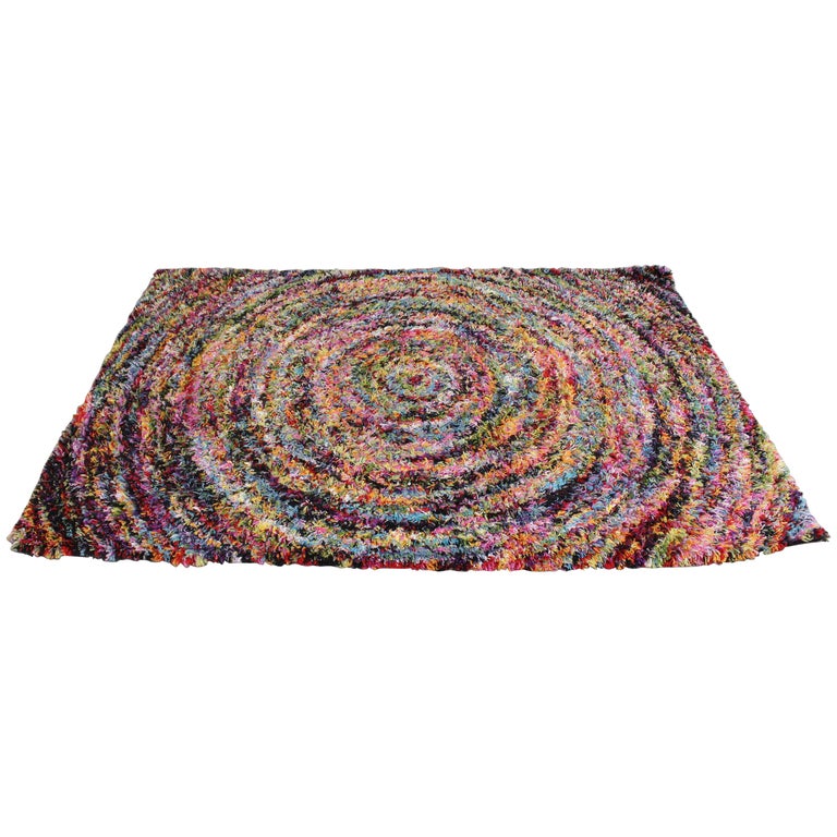 Mid-Century Modern Style Abstract Shag Rug For Sale at 1stDibs