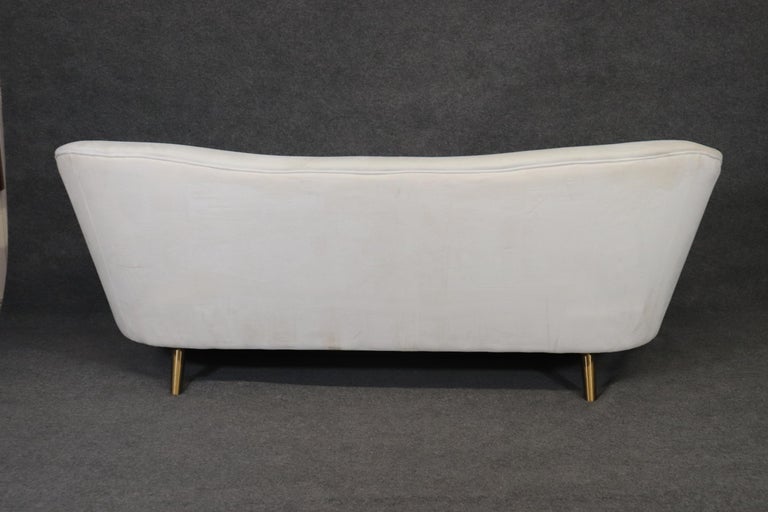 Mid Century Modern Style Brass Base Wavy Sofa For Sale at 1stDibs