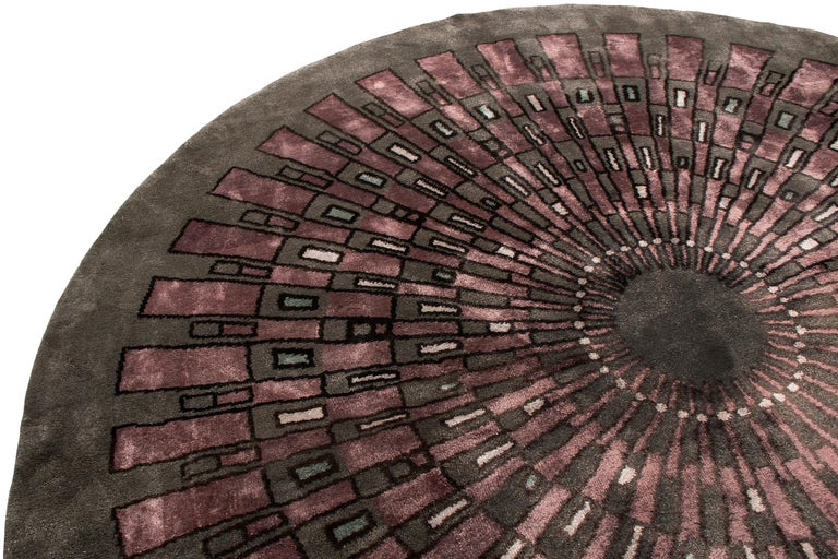 Mid-Century Modern Style Circle Rug, Purple Gray Art Deco by Rug and ...