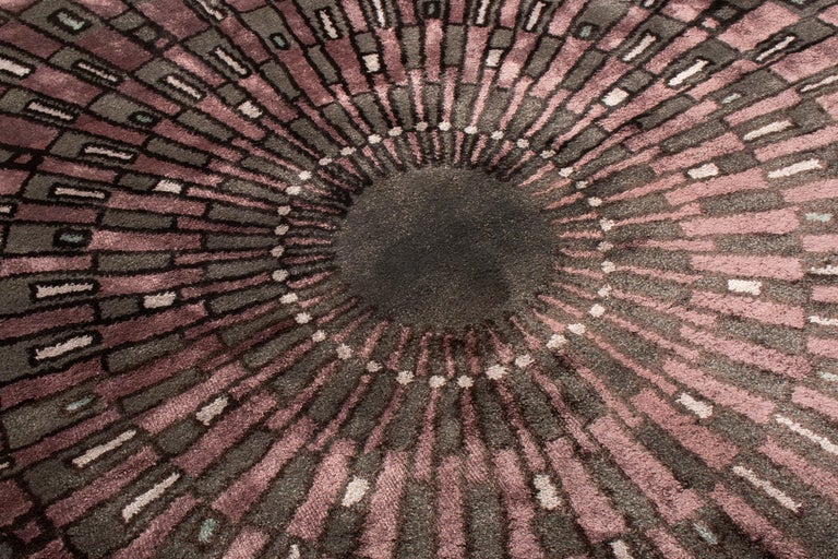 Mid-Century Modern Style Circle Rug, Purple Gray Art Deco by Rug and ...