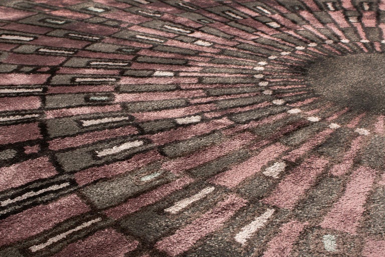 Mid-Century Modern Style Circle Rug, Purple Gray Art Deco by Rug and ...