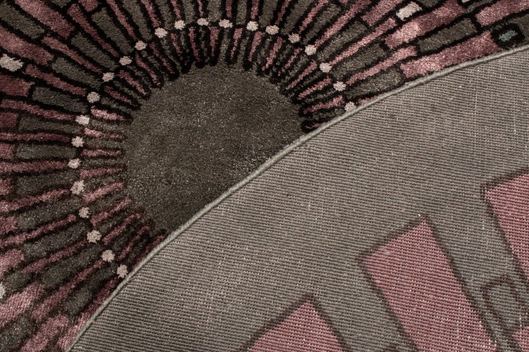 Mid-Century Modern Style Circle Rug, Purple Gray Art Deco by Rug and ...