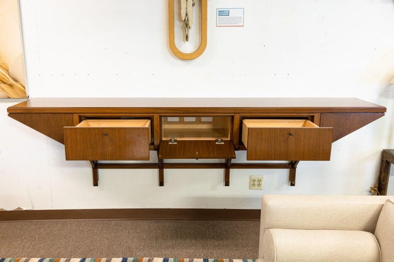 Mid-Century Modern Style Custom Made Floating Wall Mounted Credenza For ...