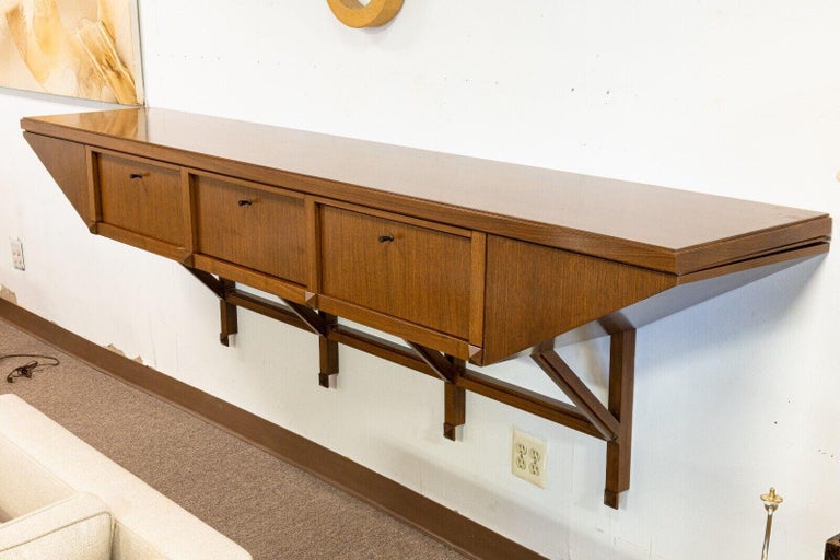 Mid-Century Modern Style Custom Made Floating Wall Mounted Credenza For ...