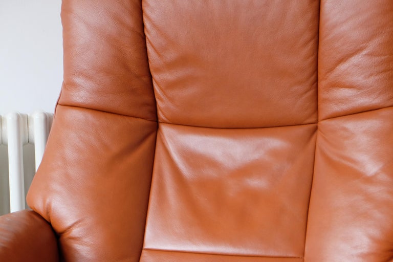 Mid-Century Modern Style Ekornes Stressless Tan Leather Recliner with ...