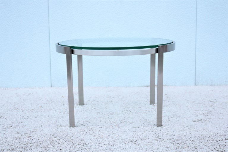Mid-Century Modern Style Geiger Metal Series Round Clear Glass Top ...