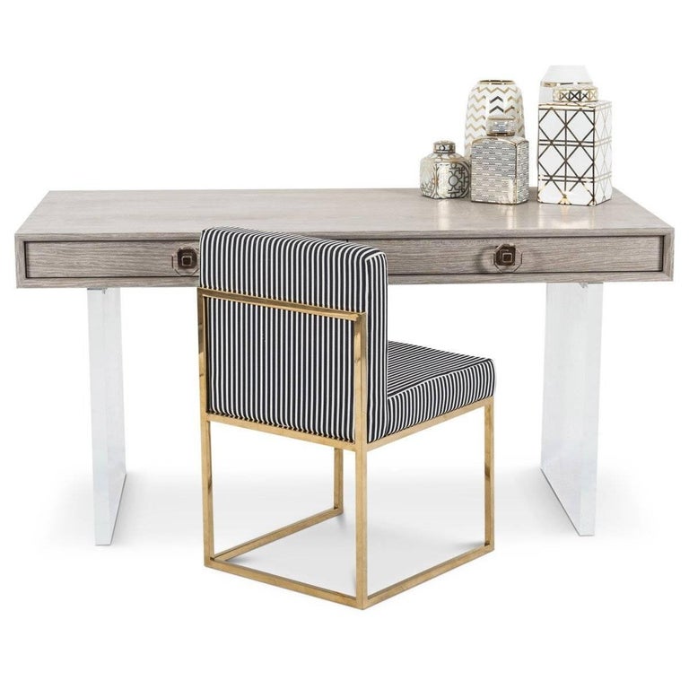 Mid-Century Modern Style Hampton Desk with Lucite Legs and Pulls in ...