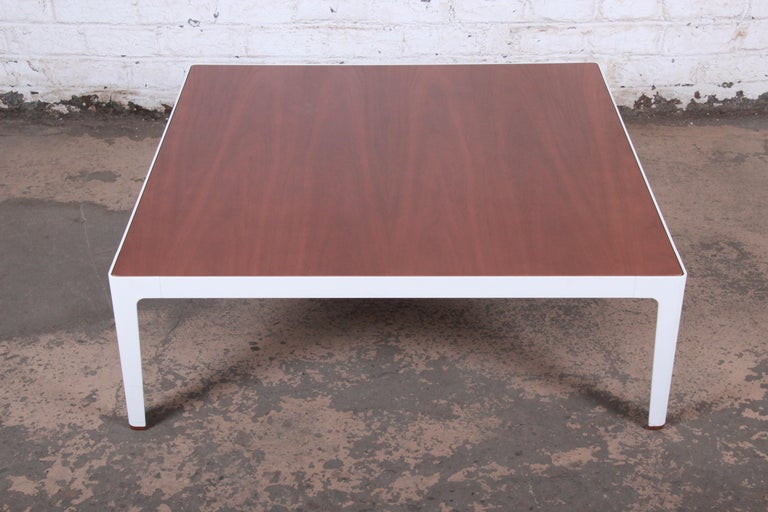 Mid-Century Modern Style Large Square Walnut Coffee Table by Coalesse ...