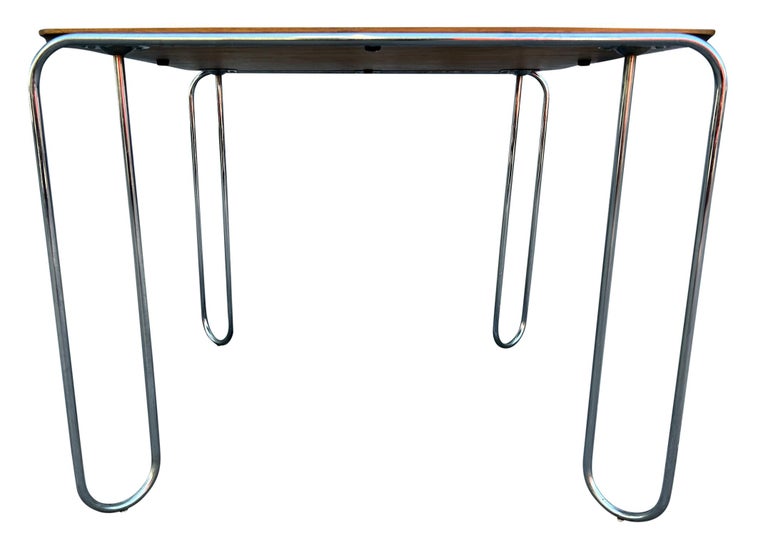 Mid-Century Modern Style of Marcel Breuer Dining Table Chrome and Oak ...