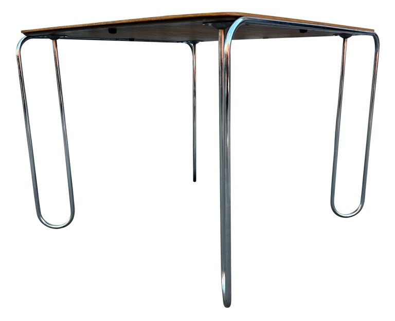 Mid-Century Modern Style of Marcel Breuer Dining Table Chrome and Oak ...