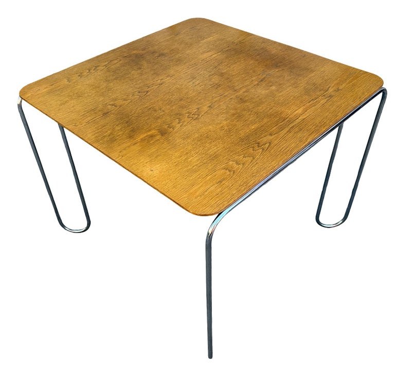 Mid-Century Modern Style of Marcel Breuer Dining Table Chrome and Oak ...