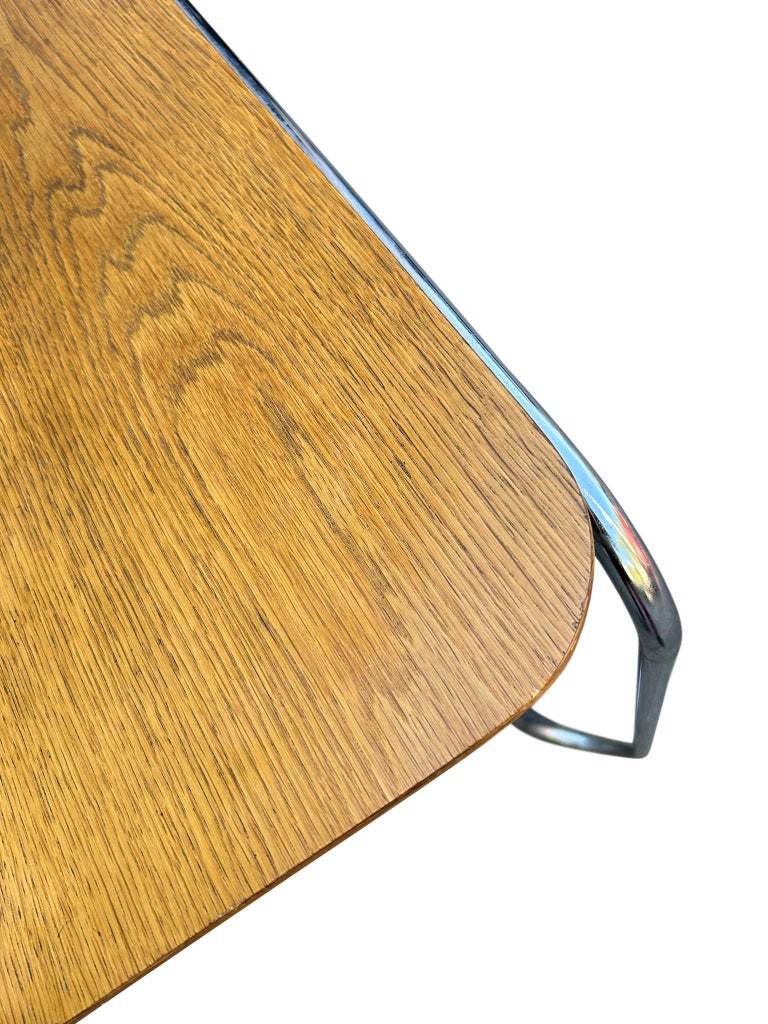 Mid-Century Modern Style of Marcel Breuer Dining Table Chrome and Oak ...