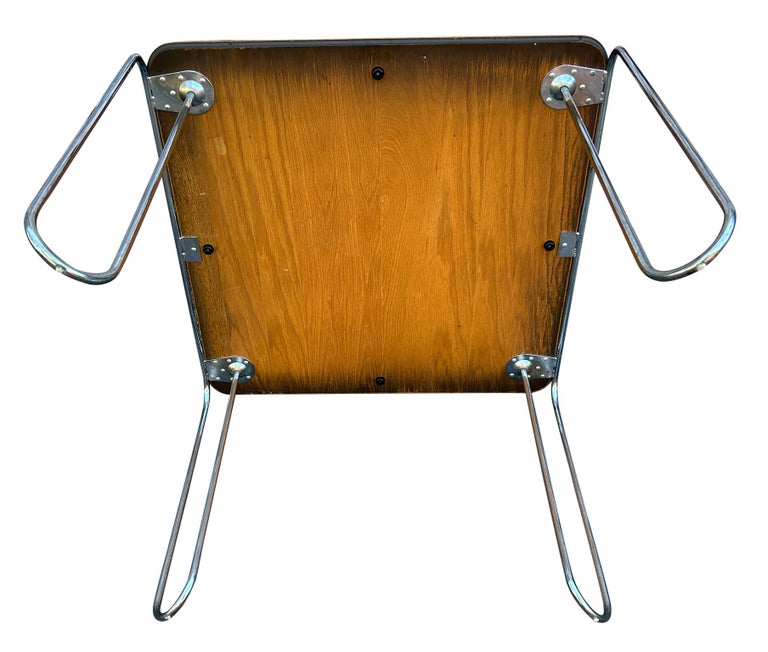 Mid-Century Modern Style of Marcel Breuer Dining Table Chrome and Oak ...