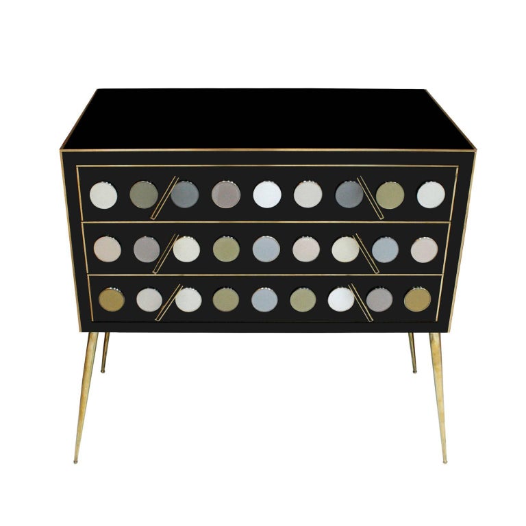 Mid-Century Modern Style Solid Wood Murano Glass and Brass Italian ...