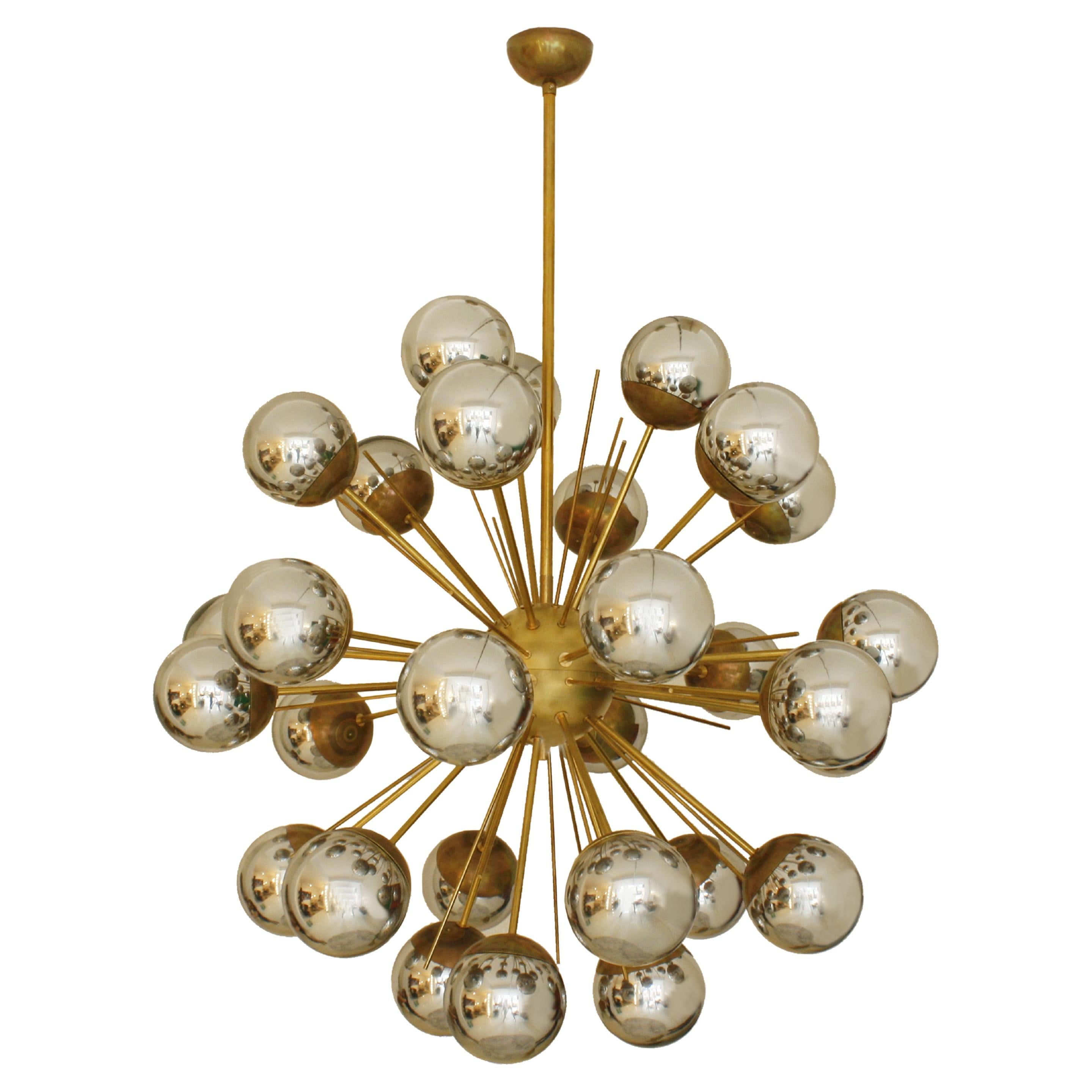 Mid-Century Modern Sputnik Murano Glass and Brass Italian Chandelier ...