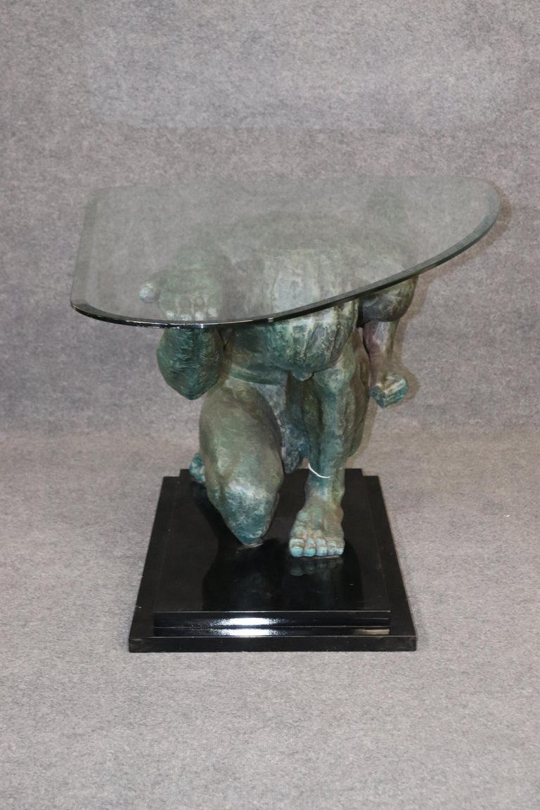 Mid Century Modern Style Verdigris Bronze-Look Atlas Figure Center ...