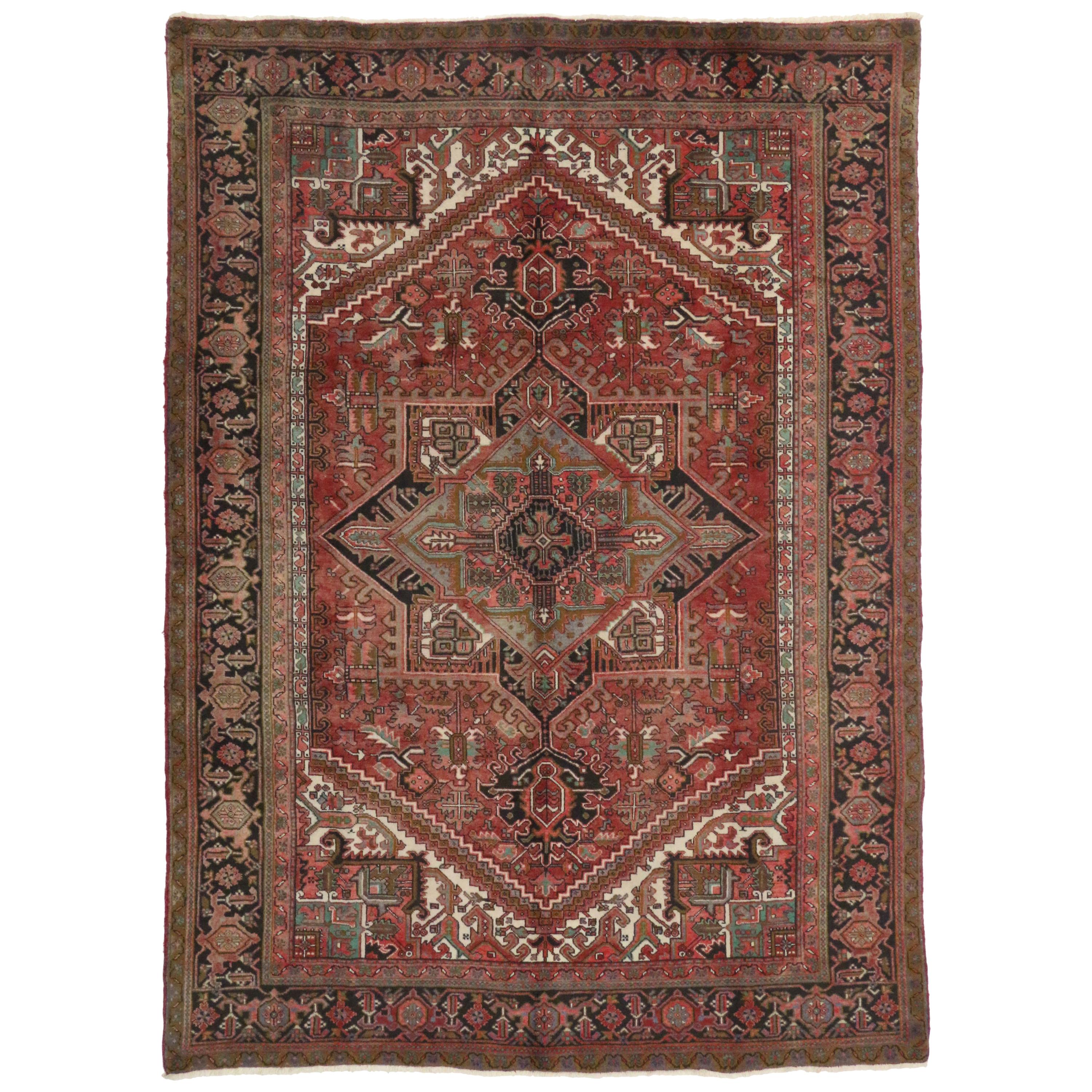 Vintage Persian Heriz Area Rug with Craftsman Style For Sale at 1stDibs ...