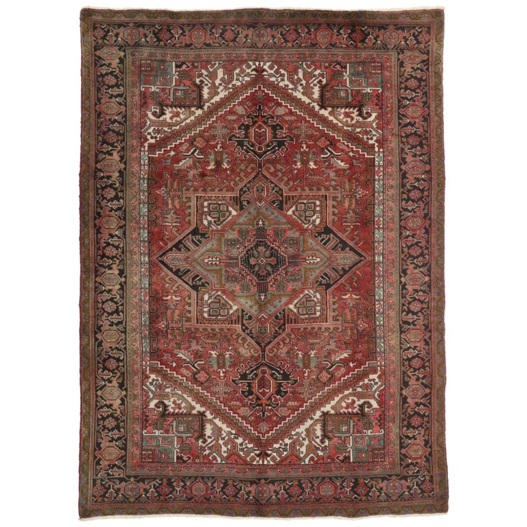 Vintage Persian Heriz Area Rug with Craftsman Style For Sale at 1stDibs ...