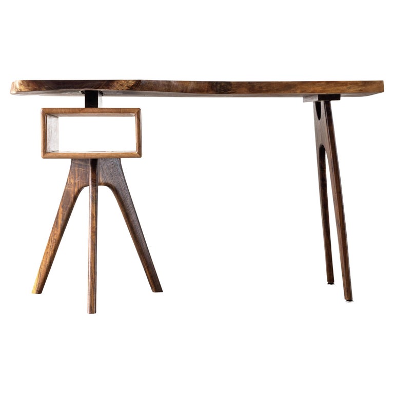 Mid-Century Modern Style Wood Slab Desk For Sale at 1stDibs