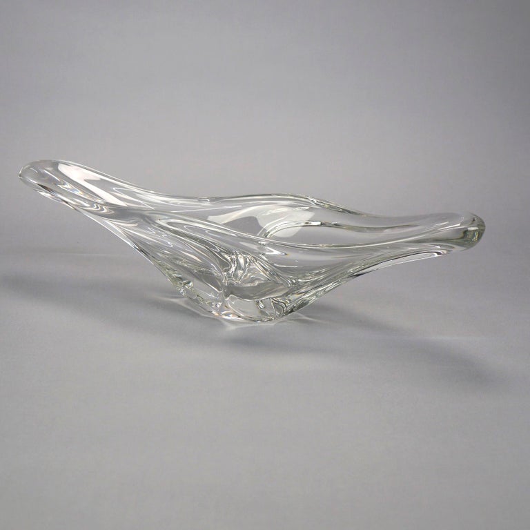 Mid-Century Modern Stylized Oblong Glass Center Bowl Signed Daum France ...