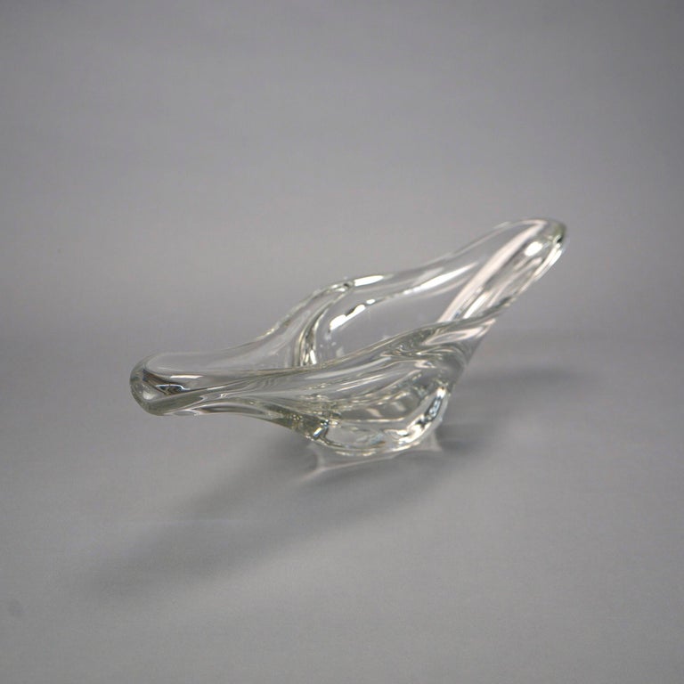 Mid-Century Modern Stylized Oblong Glass Center Bowl Signed Daum France ...