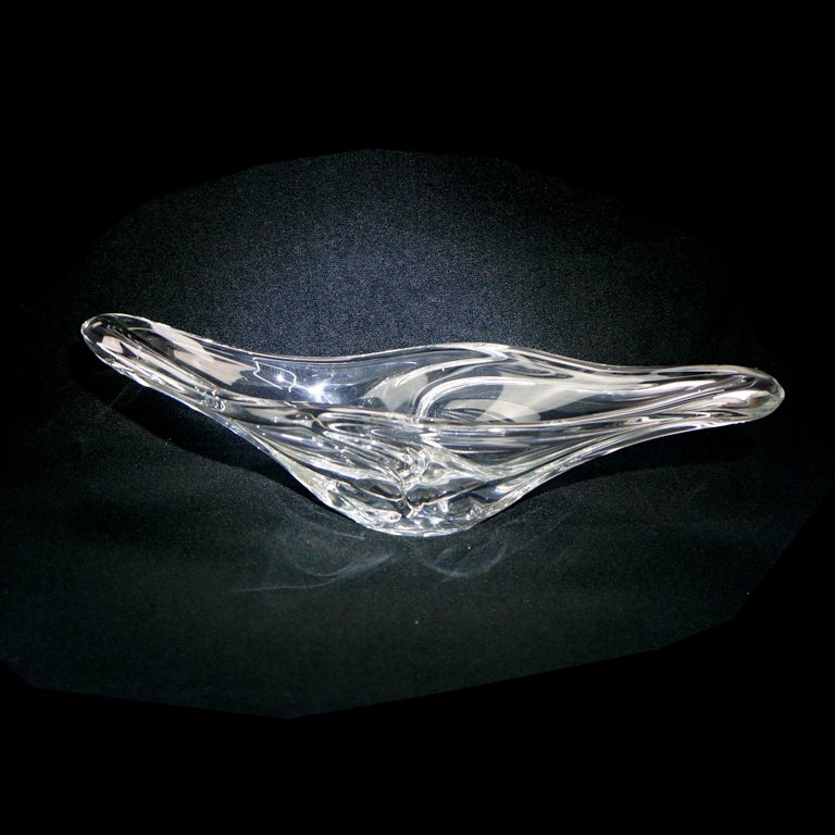 Mid-Century Modern Stylized Oblong Glass Center Bowl Signed Daum France ...