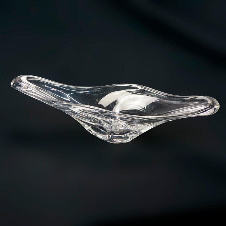 Mid-Century Modern Stylized Oblong Glass Center Bowl Signed Daum France ...