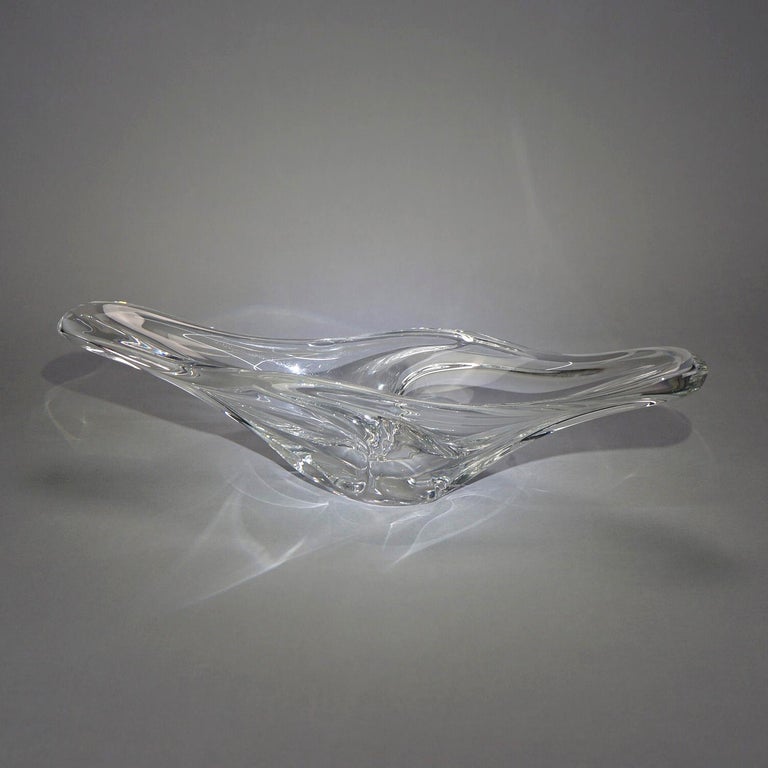 Mid-Century Modern Stylized Oblong Glass Center Bowl Signed Daum France ...