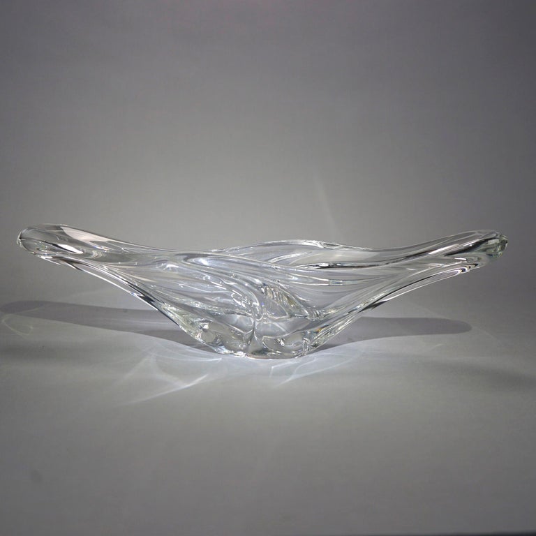 Mid-Century Modern Stylized Oblong Glass Center Bowl Signed Daum France ...