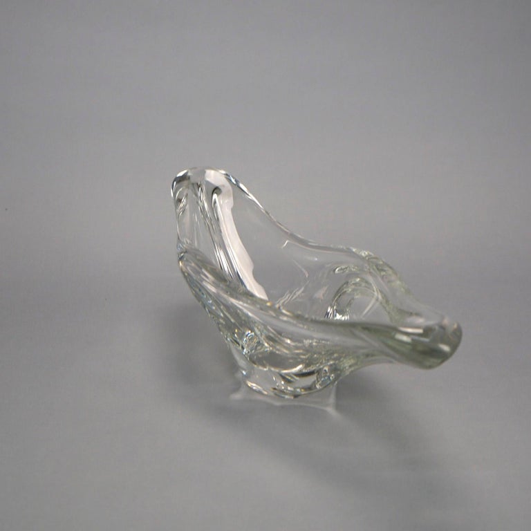 Mid-Century Modern Stylized Oblong Glass Center Bowl Signed Daum France ...