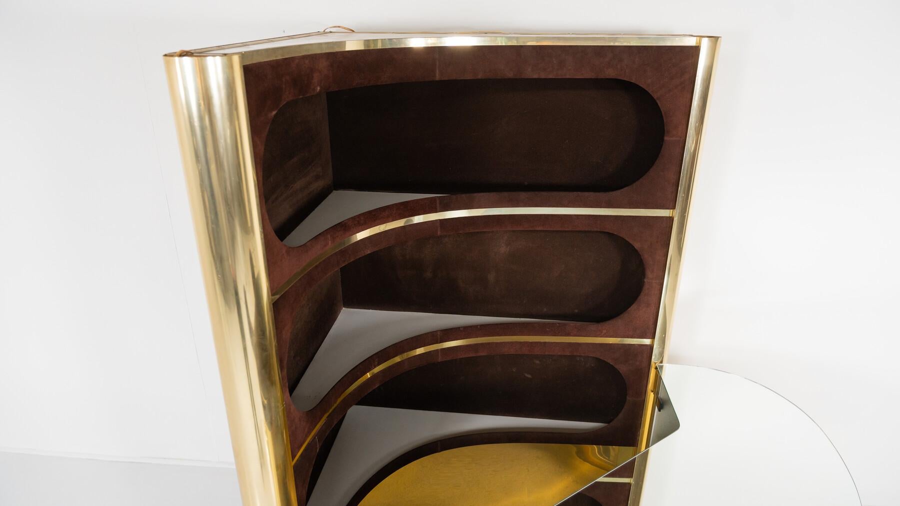 Mid-Century Modern Suede Bar by Willy Rizzo with 2 Stools , Italy ...