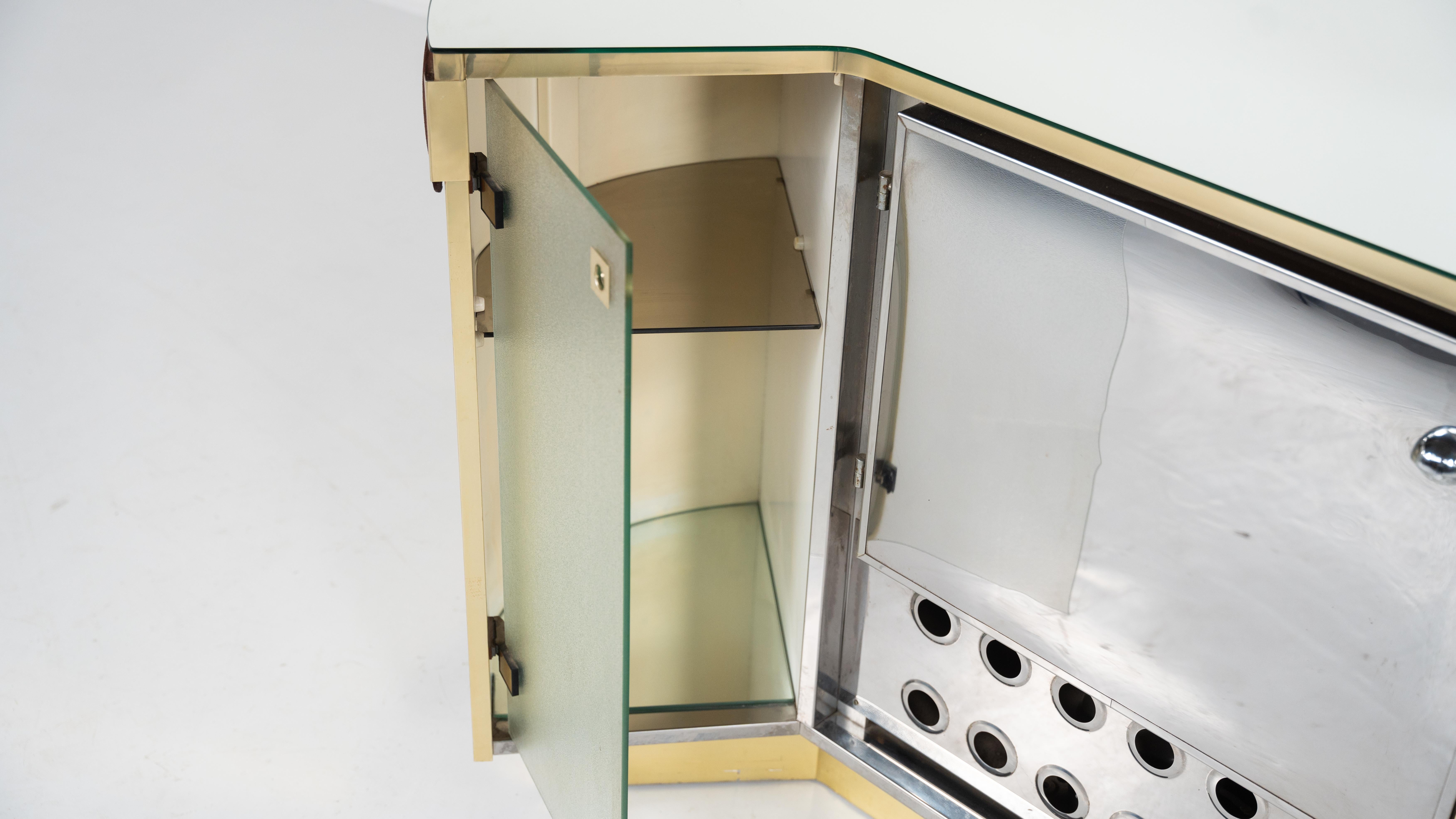 Mid-Century Modern Suede Bar by Willy Rizzo with 2 Stools , Italy ...