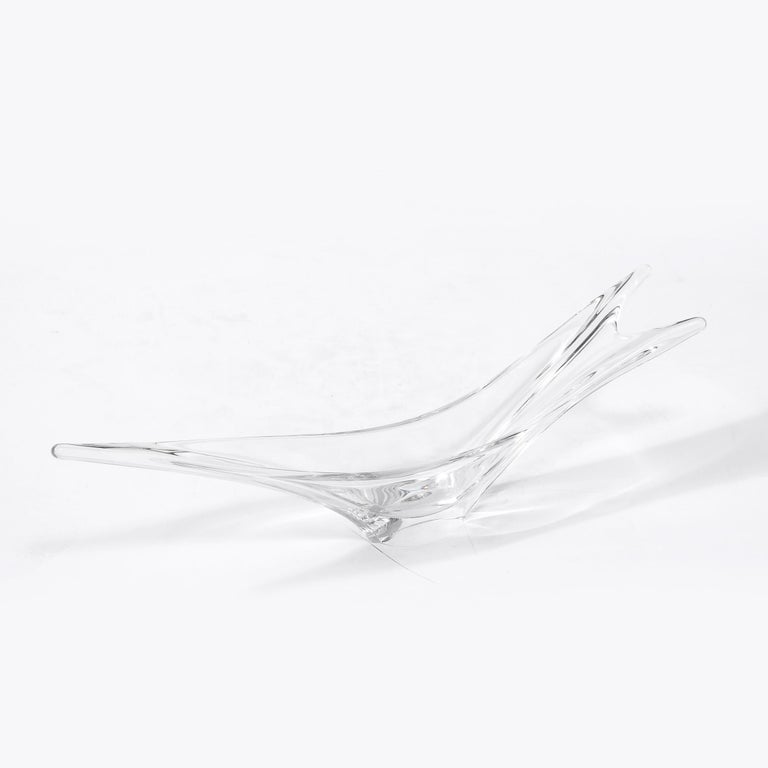 Mid-Century Modern Swallow Tail Form Centerpiece in Clear Crystal ...