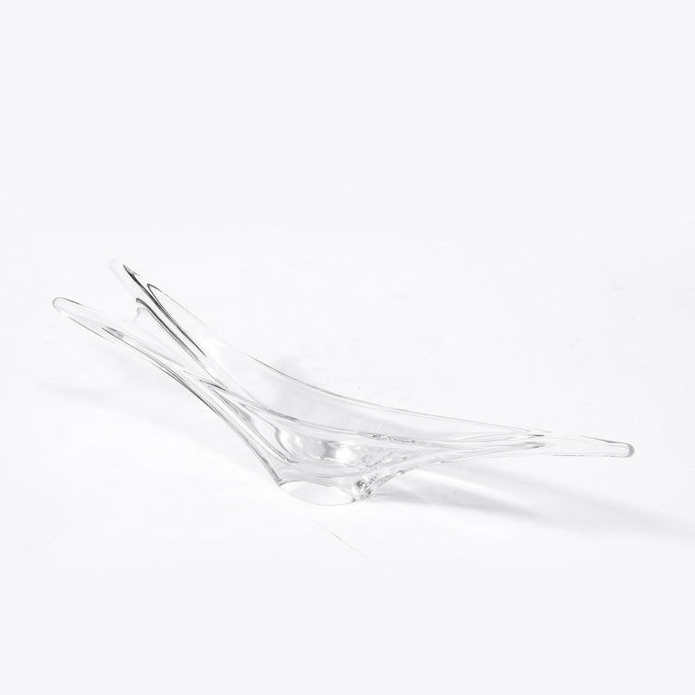 Mid-Century Modern Swallow Tail Form Centerpiece in Clear Crystal ...