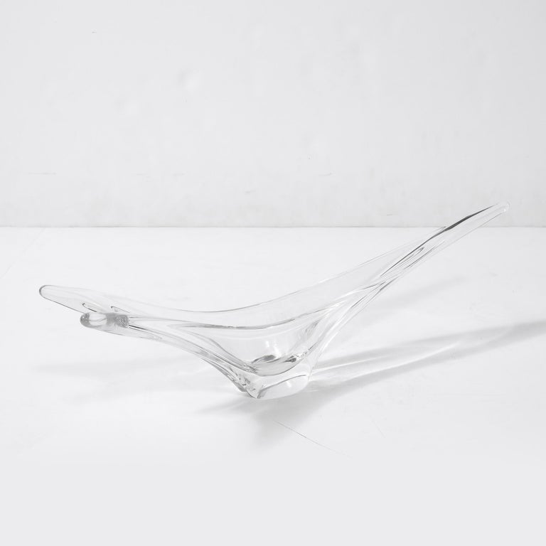 Mid-Century Modern Swallow Tail Form Centerpiece in Clear Crystal ...