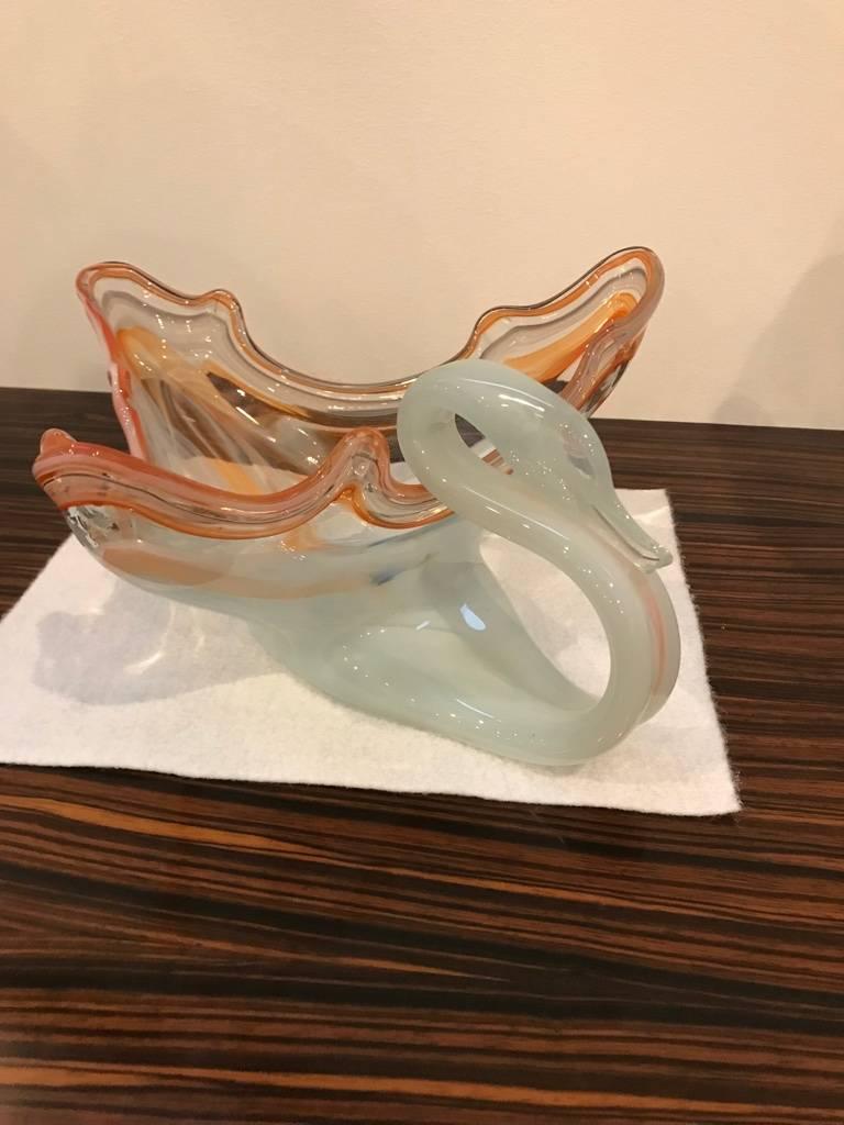 Mid-Century Modern Swan Glass Bowl at 1stDibs