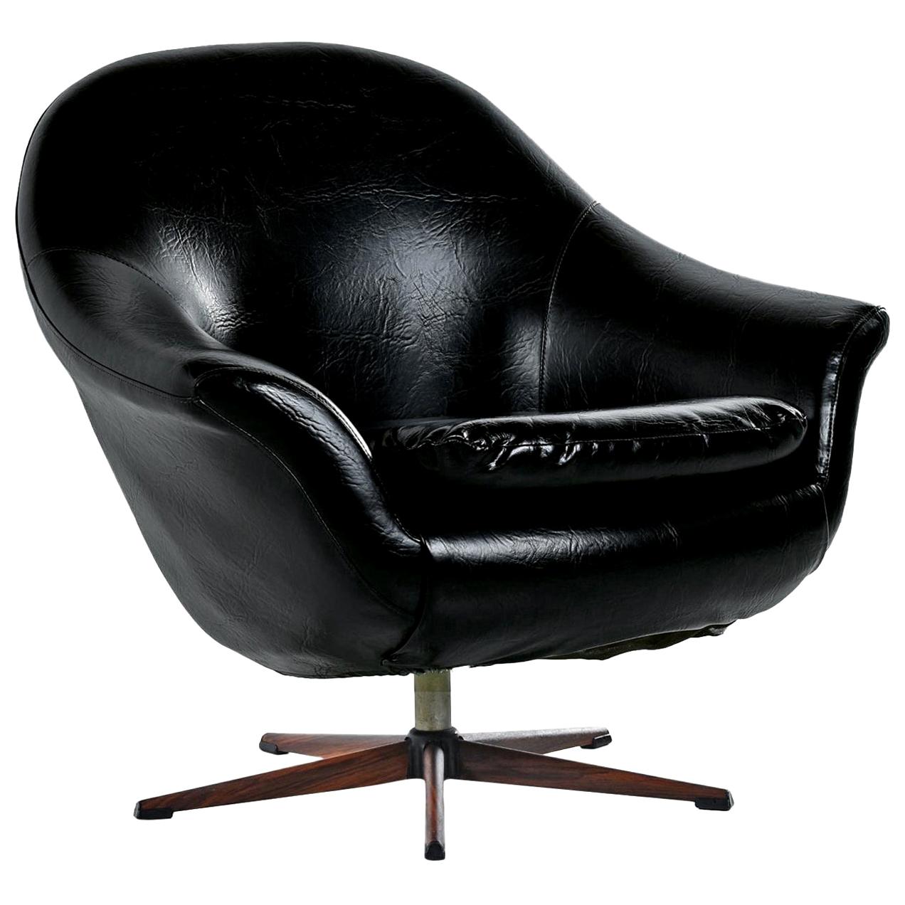 Overman Style Pod Swivel Chair with Nickel Base at 1stdibs