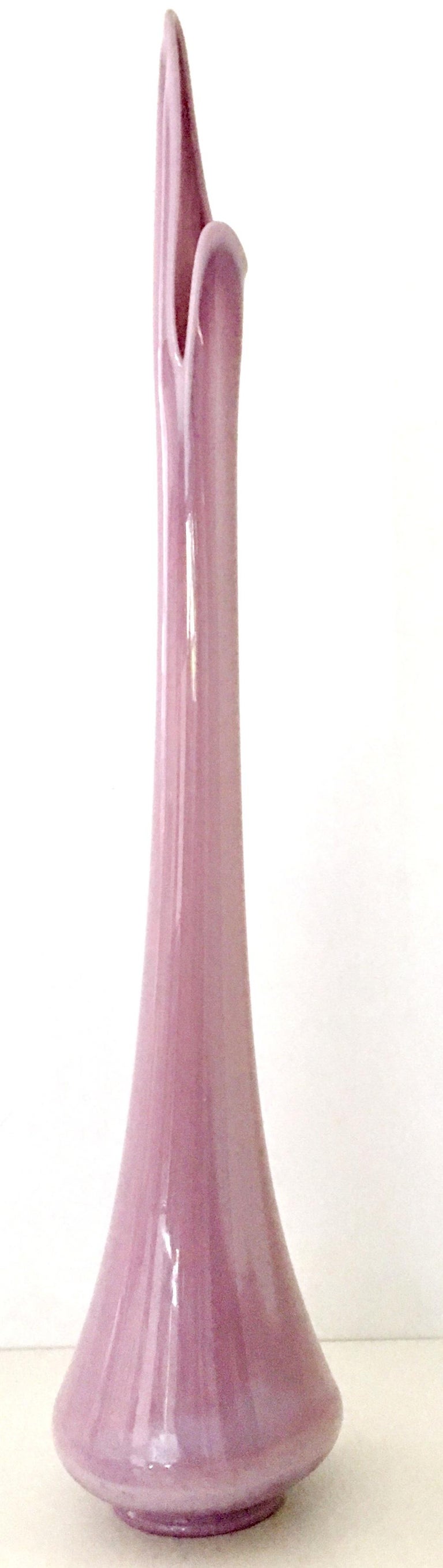 Mid-Century Modern Tall Opaque Lavender Slag Glass Vase by L.E. Smith ...